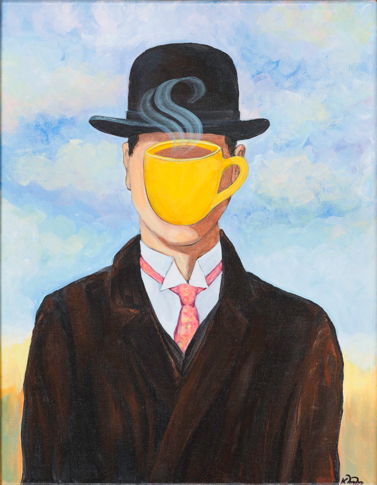 Magritte Drinking Coffee | Kitty Mitchell Studio LLC